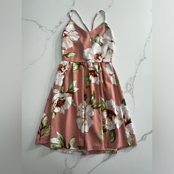 Monteau | Dresses | Monteau Womens Pink Coral Floral Print Fit Flare ...